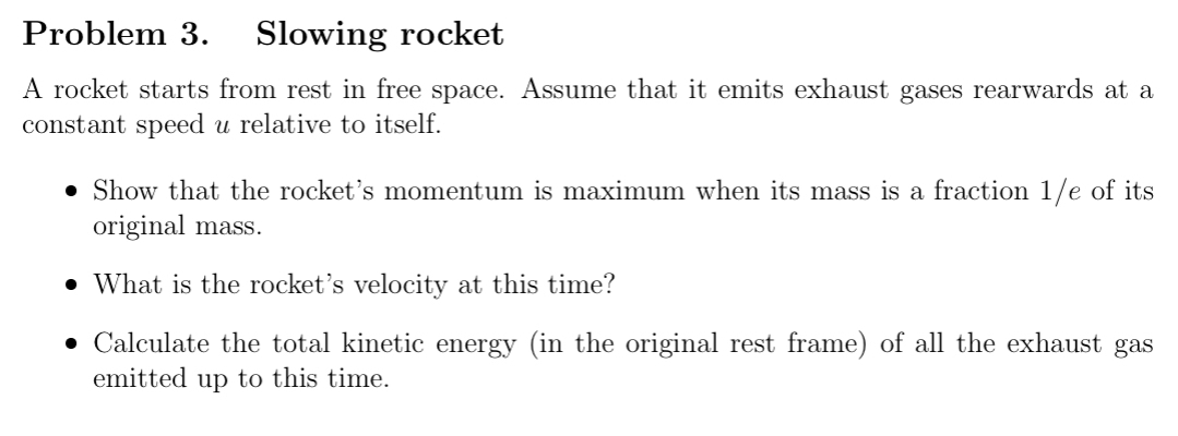 Solved Problem 3. ﻿Slowing rocketA rocket starts from rest | Chegg.com