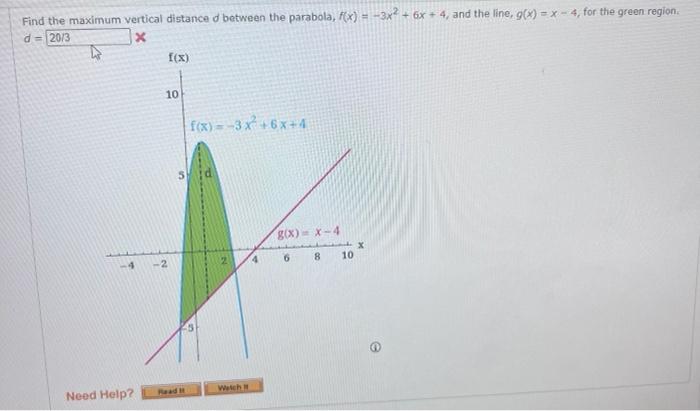 Solved Find the maximum vertical distance d between the | Chegg.com
