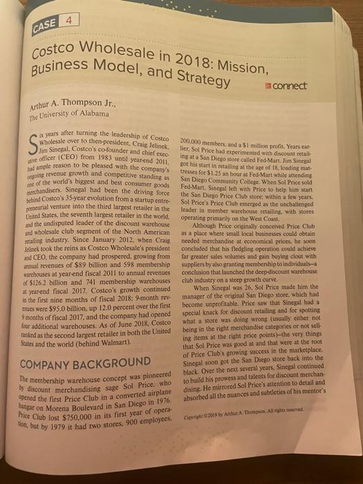 Solved Costco Wholesale in 2018: Mission,Business Model, and | Chegg.com