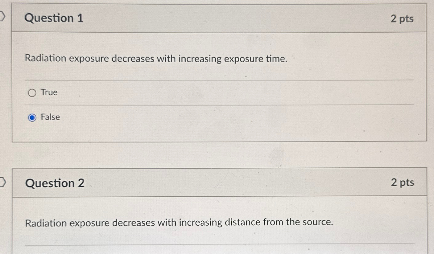 Solved Question 12 ﻿ptsRadiation exposure decreases with | Chegg.com
