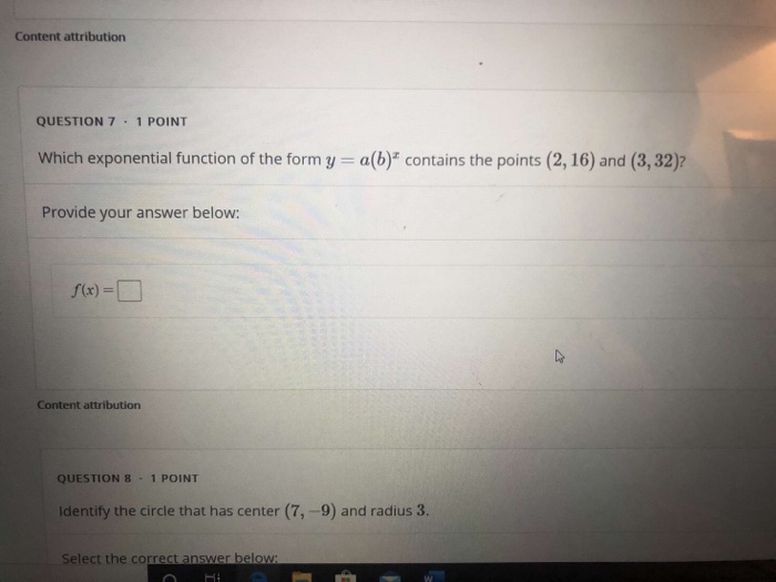 Solved Content attribution QUESTION 7 - 1 POINT Which | Chegg.com