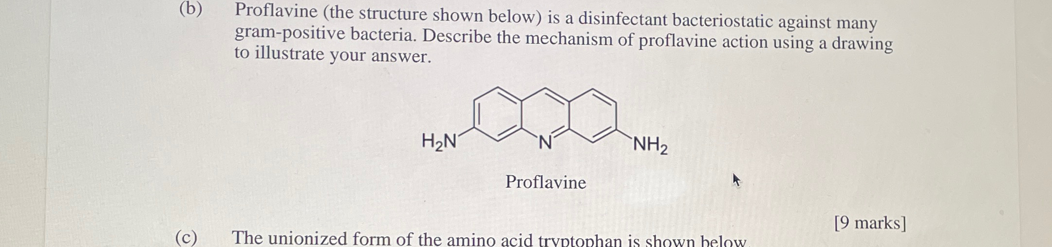 Solved (b) ﻿Proflavine (the structure shown below) ﻿is a | Chegg.com