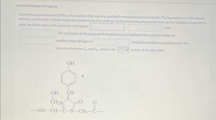 Solved Green fuorescent protein (GFP) is a fluorophore that | Chegg.com