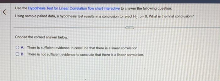 Solved Use the Hypothesis Test for Linear Corrolation flow | Chegg.com