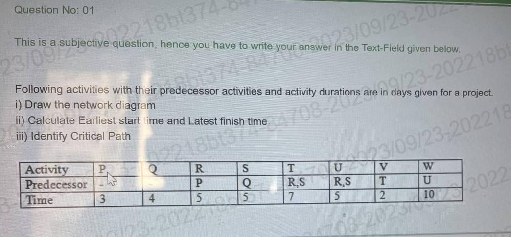 Solved Following activities with their predecessor | Chegg.com