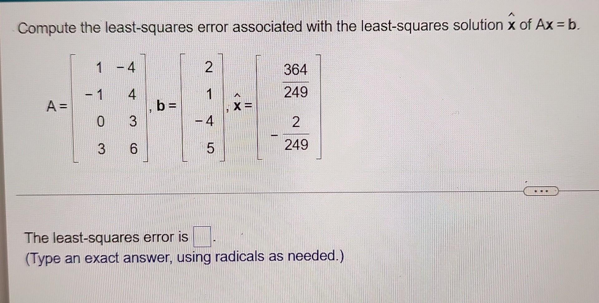 Solved Compute the least-squares error associated with the | Chegg.com