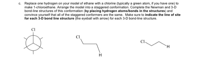 Solved C. Replace one hydrogen on your model of ethane with | Chegg.com