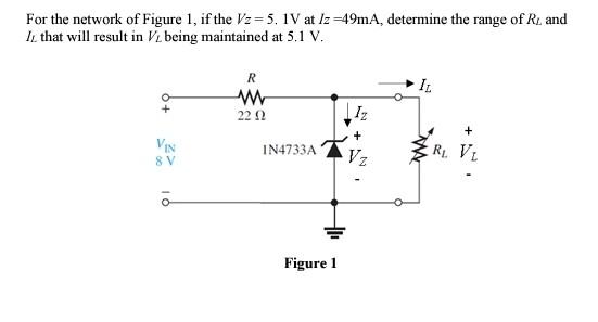 Solved For the network of Figure 1 , if the Vz=5,1 V at | Chegg.com