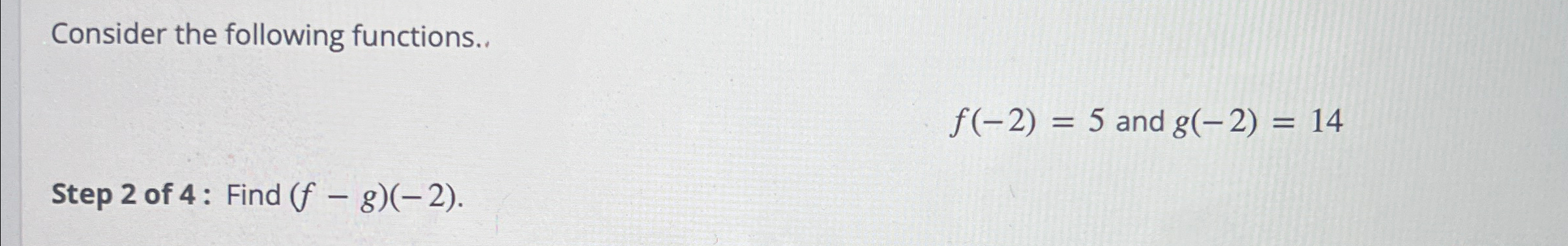 Solved Consider the following functions..f(-2)=5 ﻿and | Chegg.com