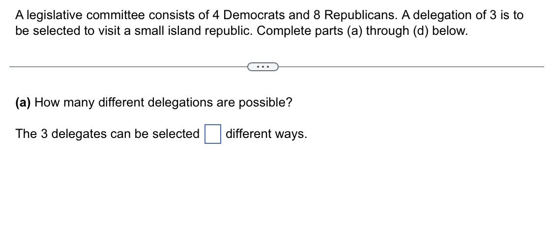 Solved A legislative committee consists of 4 ﻿Democrats and | Chegg.com