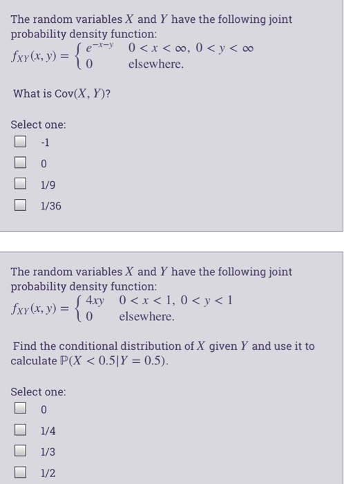 Solved The Random Variables X And Y Have The Following Joint