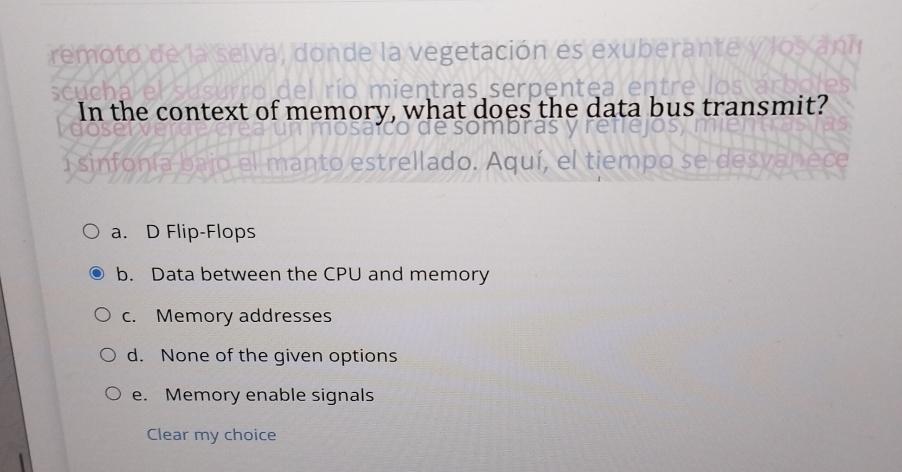 Solved In the context of memory, what does the data bus | Chegg.com