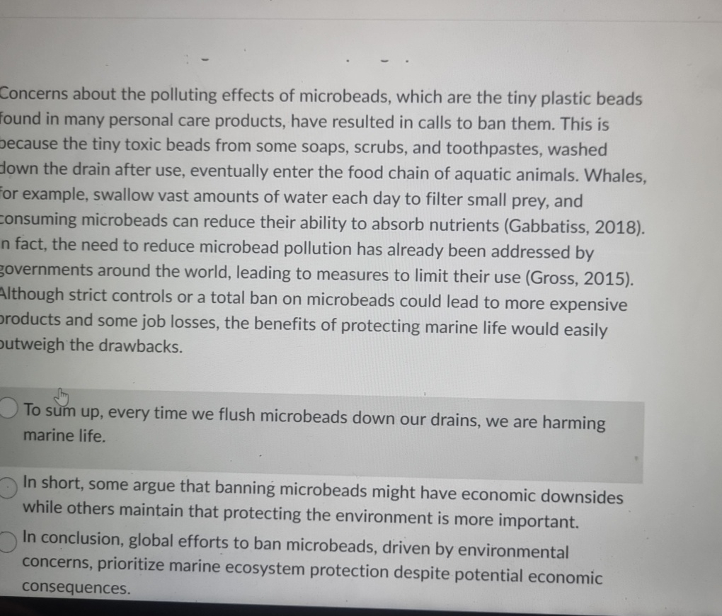 Solved Concerns about the polluting effects of microbeads, | Chegg.com