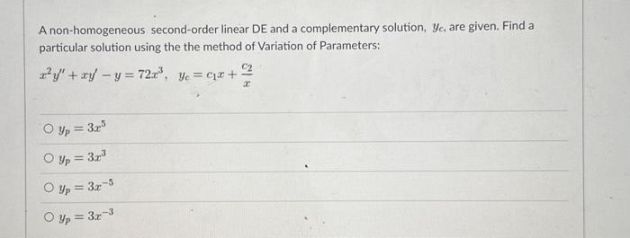 Solved A non-homogeneous second-order linear DE and a | Chegg.com