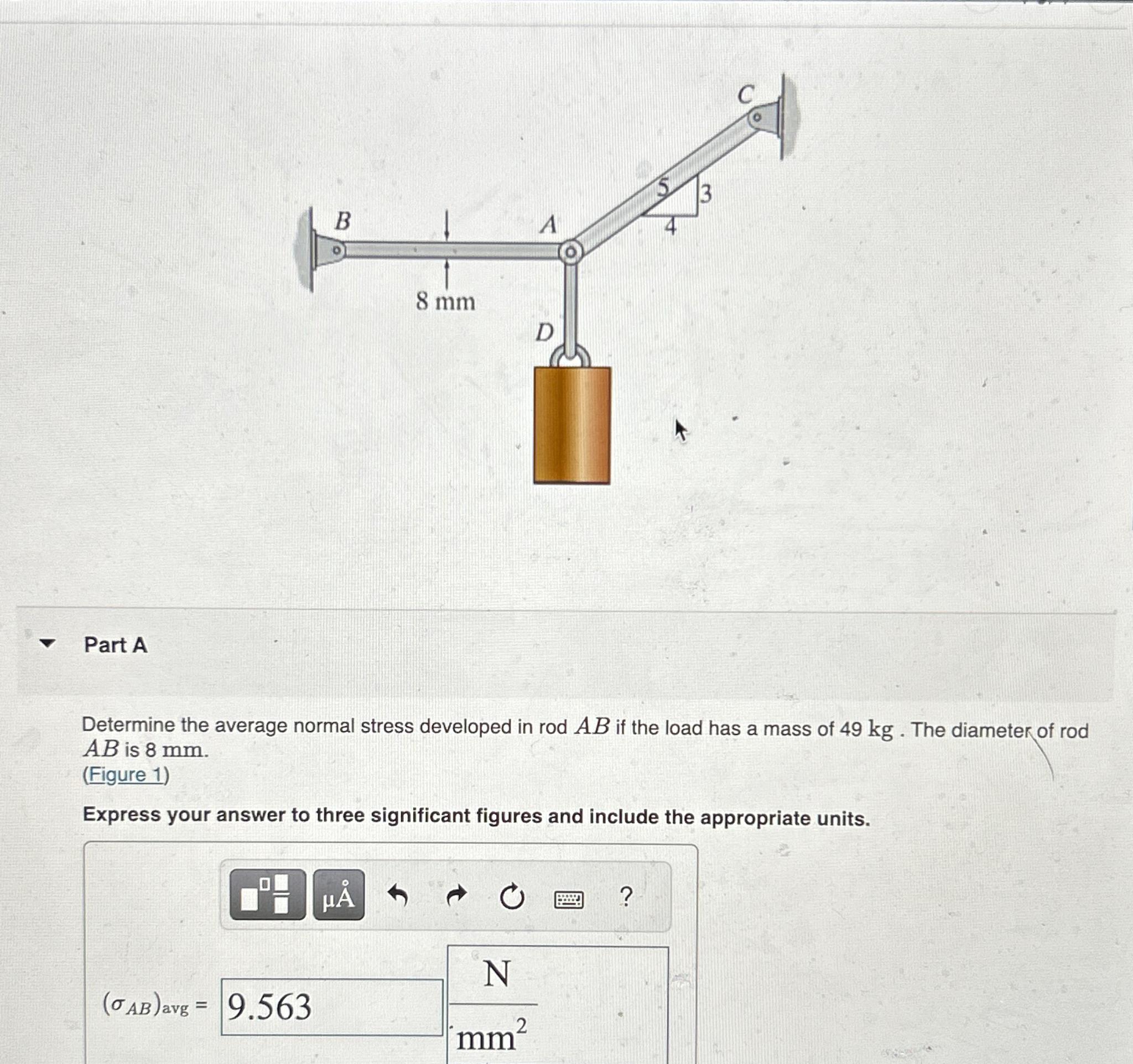 Solved Part Adetermine The Average Normal Stress Developed