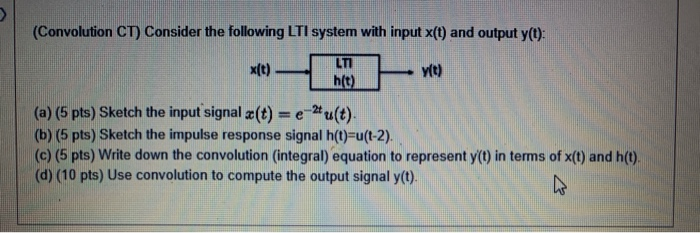 Solved (Convolution CT) Consider the following LTI system | Chegg.com