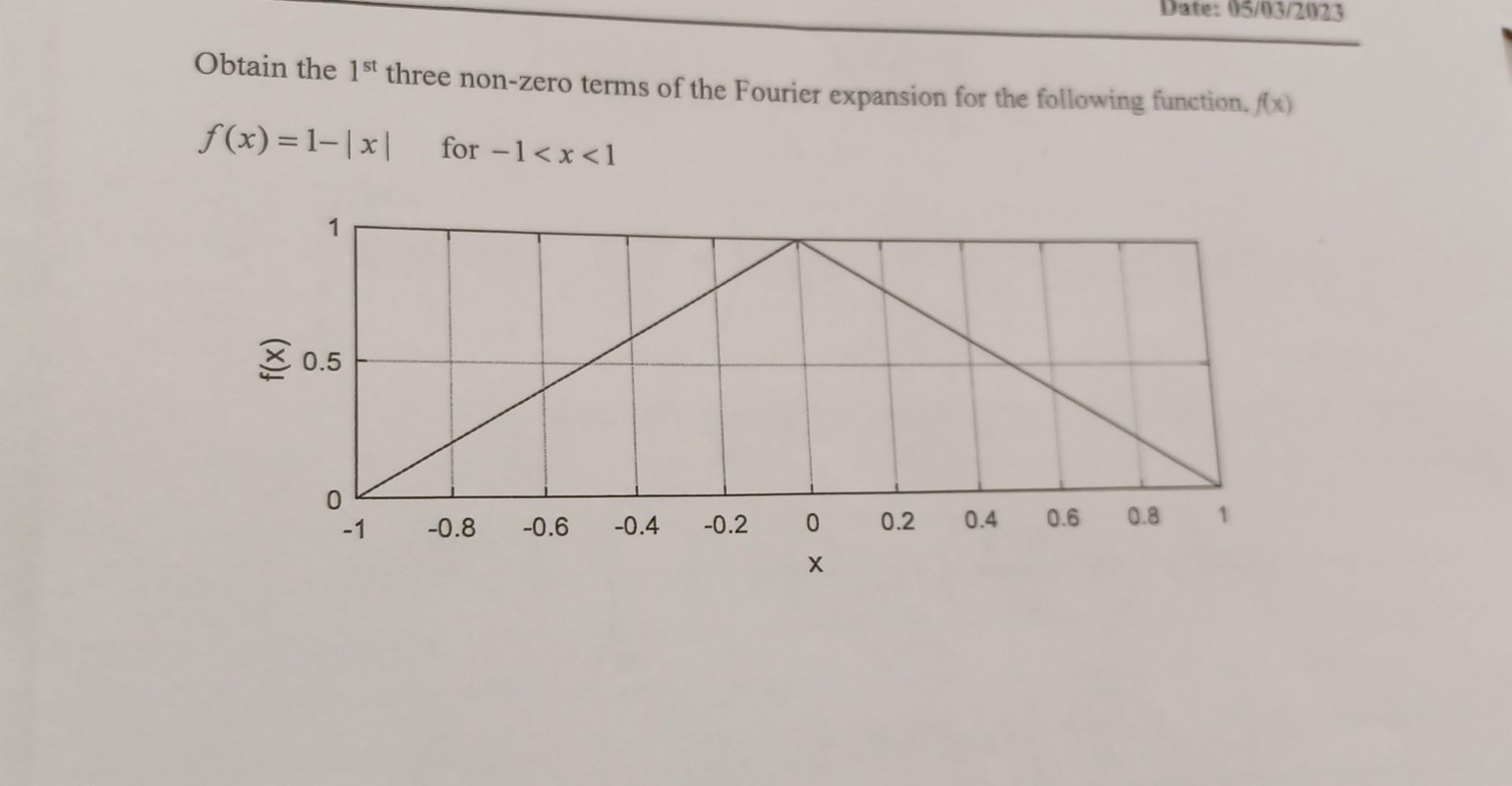 Solved Obtain the 1st three non-zero terms of the Fourier | Chegg.com