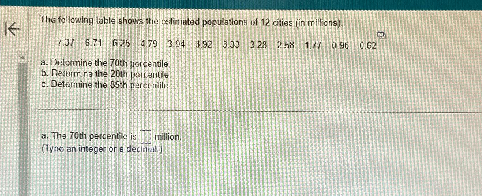 Solved The following table shows the estimated populations | Chegg.com