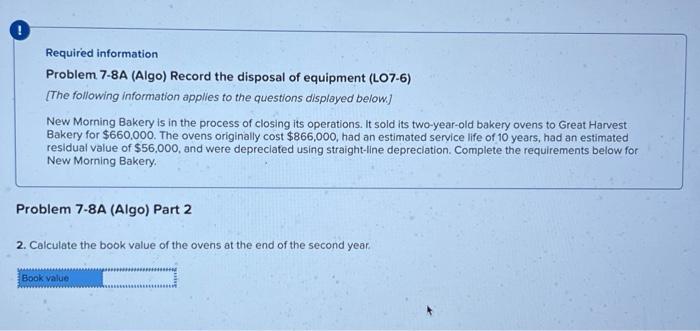 Solved Required information Problem 7-8A (Algo) Record the | Chegg.com