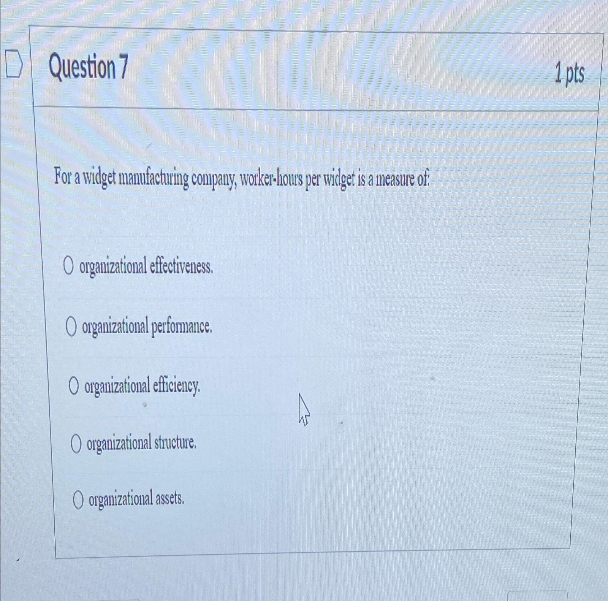 Solved Question71 ﻿ptsFor a widget manufacturing companyy, | Chegg.com