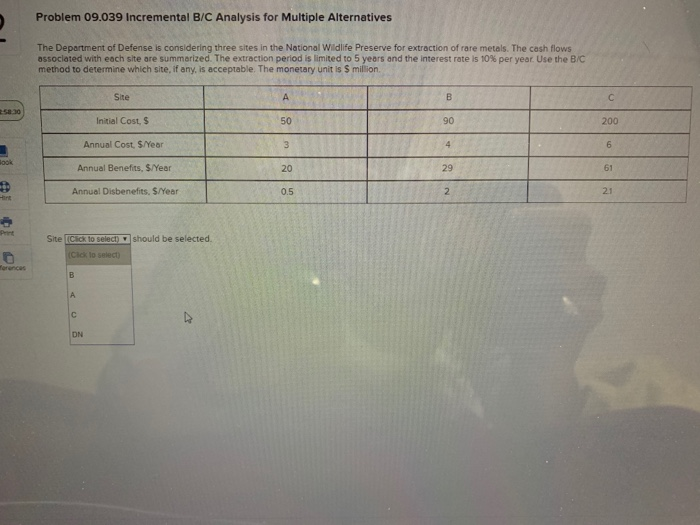 Solved Problem 09.039 Incremental B/C Analysis for Multiple | Chegg.com