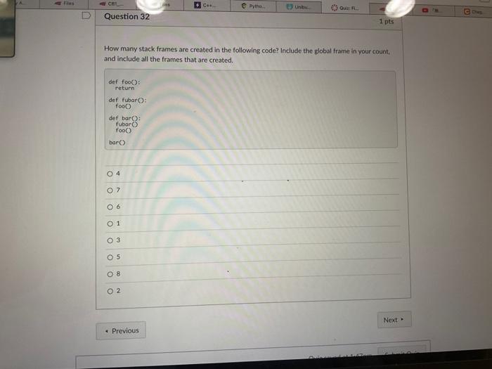 Solved How many stack frames are created in the following | Chegg.com