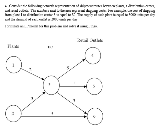 4. ﻿Consider the following network representation of | Chegg.com