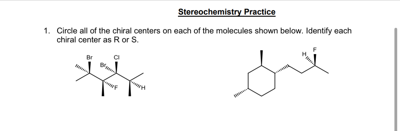 Solved Stereochemistry PracticeCircle all of the chiral | Chegg.com