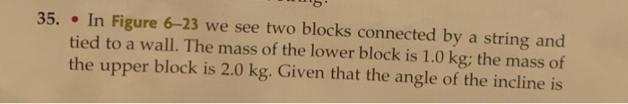 Solved 35. • In Figure 6-23 we see two blocks connected by a | Chegg.com