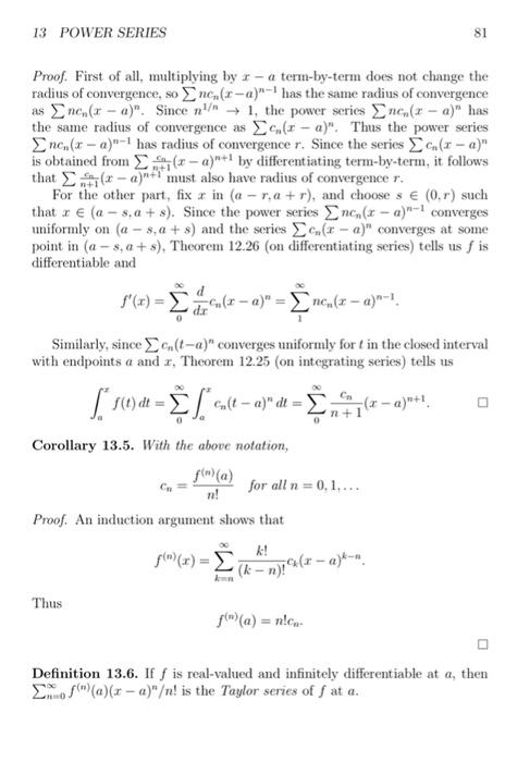 Solved Real Analysis(Power Series): Prove the following | Chegg.com