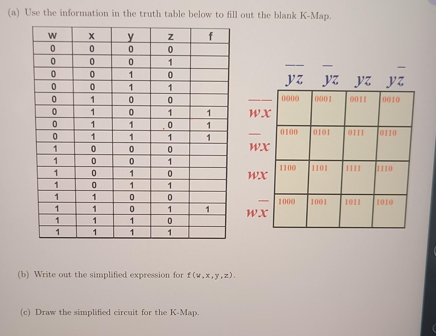 Solved a) Use the information in the truth table below to | Chegg.com