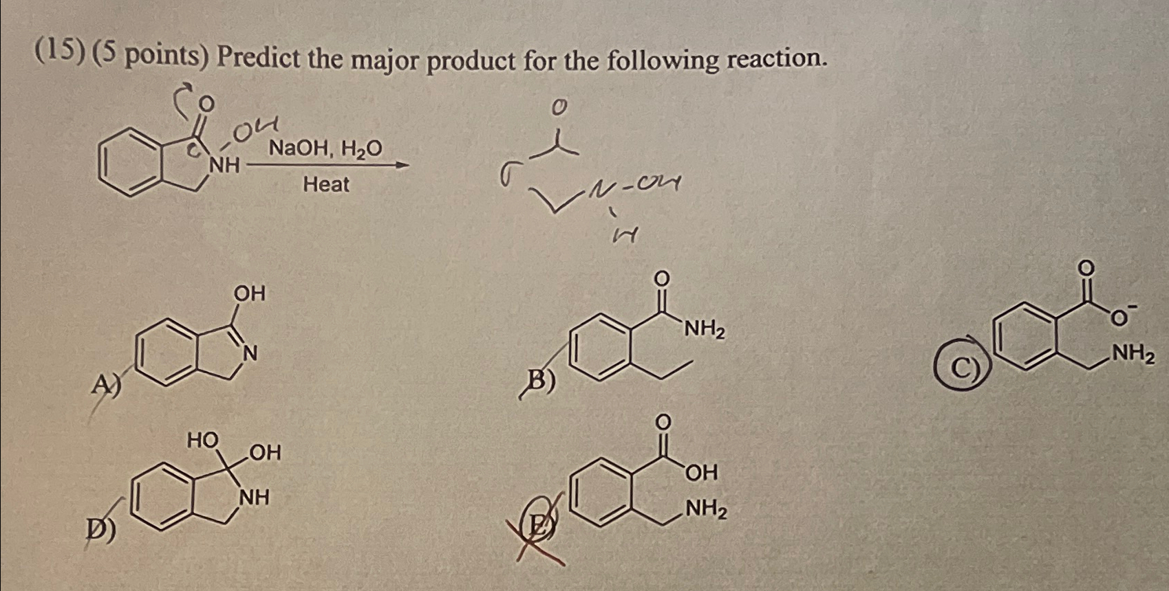Solved (15) (5 ﻿points) ﻿Predict the major product for the | Chegg.com