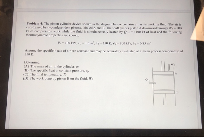 Solved Problem 4: The piston-cylinder device shown in the | Chegg.com
