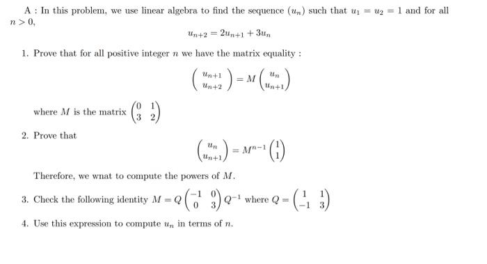 Solved A : In this problem, we use linear algebra to find | Chegg.com