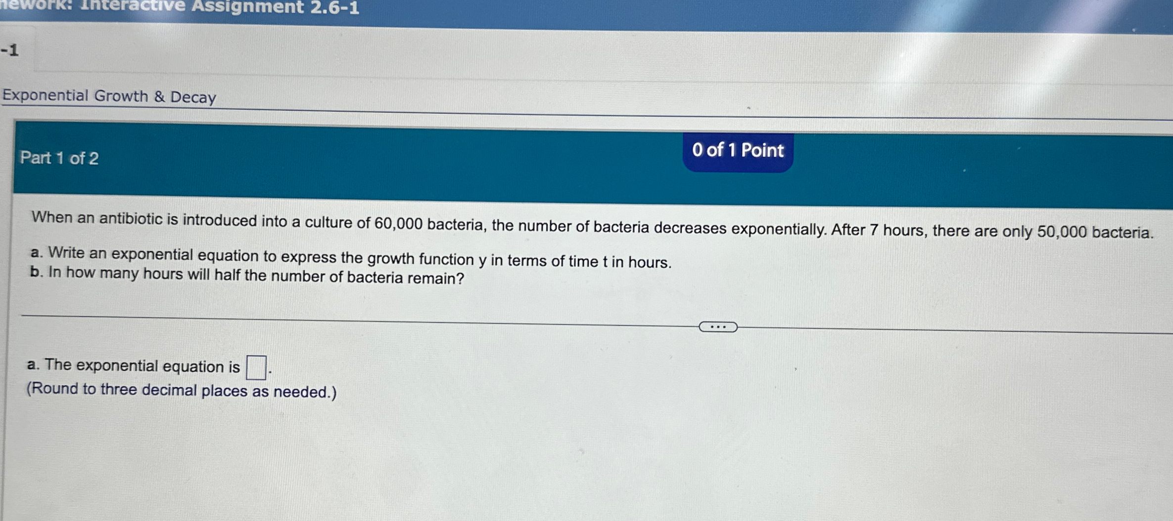 Solved Interactive Assignment 2.6-1-1Exponential Growth & | Chegg.com