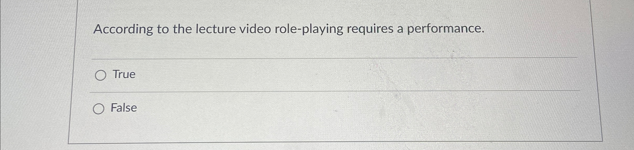 Solved According to the lecture video role-playing requires | Chegg.com