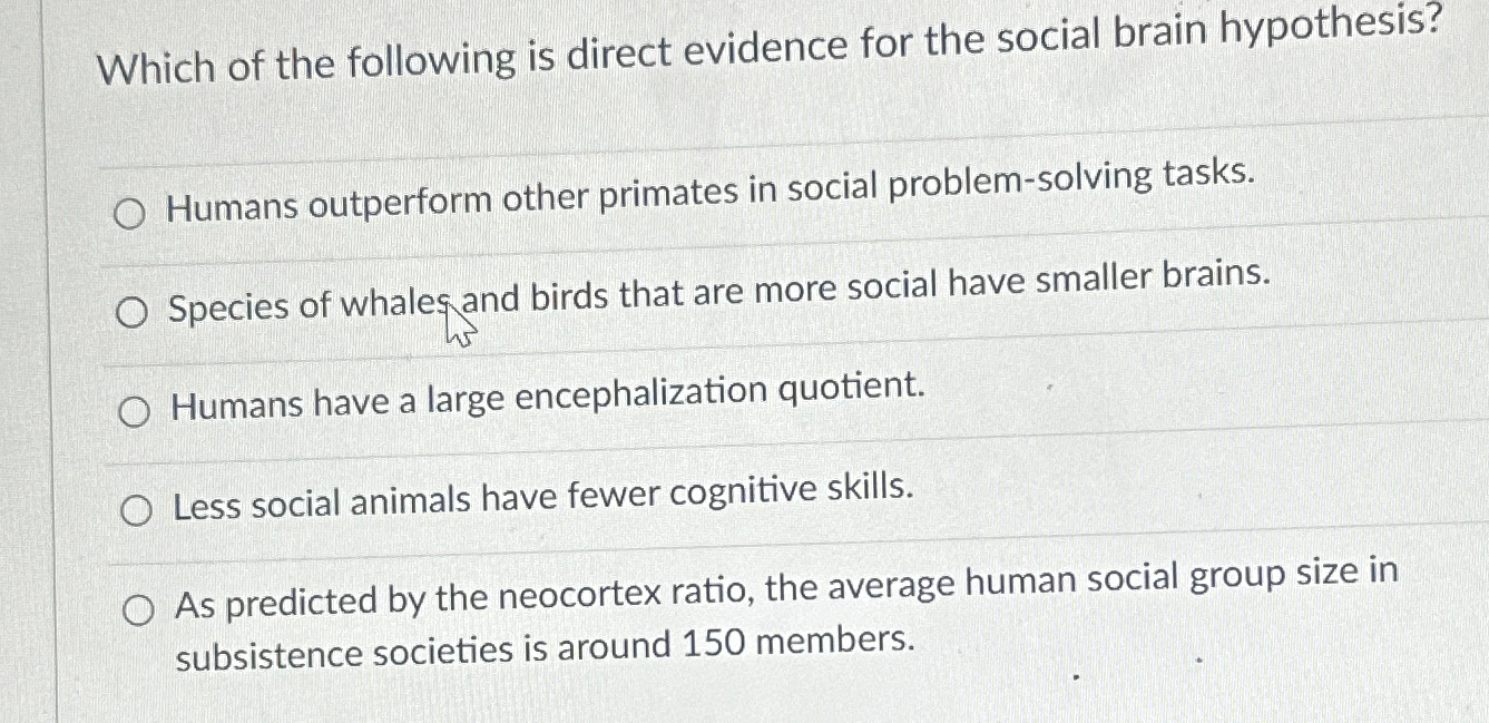 Solved Which of the following is direct evidence for the | Chegg.com