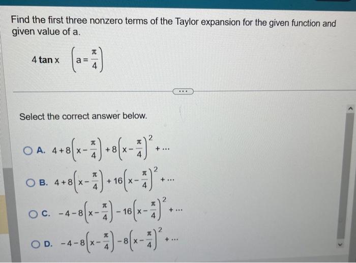 Solved Evaluate the given function by using three terms of | Chegg.com