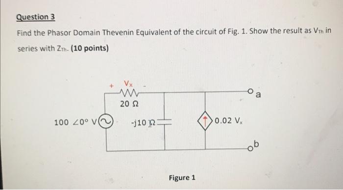 Solved Find the Phasor Domain Thevenin Equivalent of the | Chegg.com