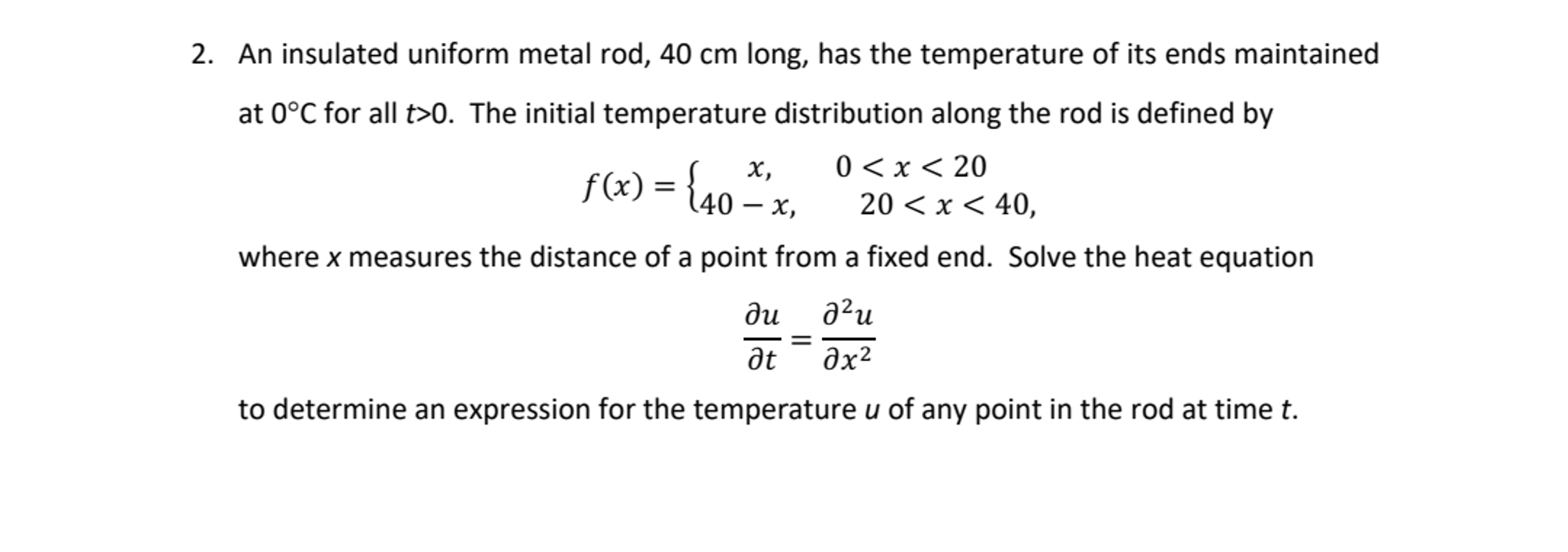 Solved An insulated uniform metal rod, 40cm ﻿long, has the | Chegg.com