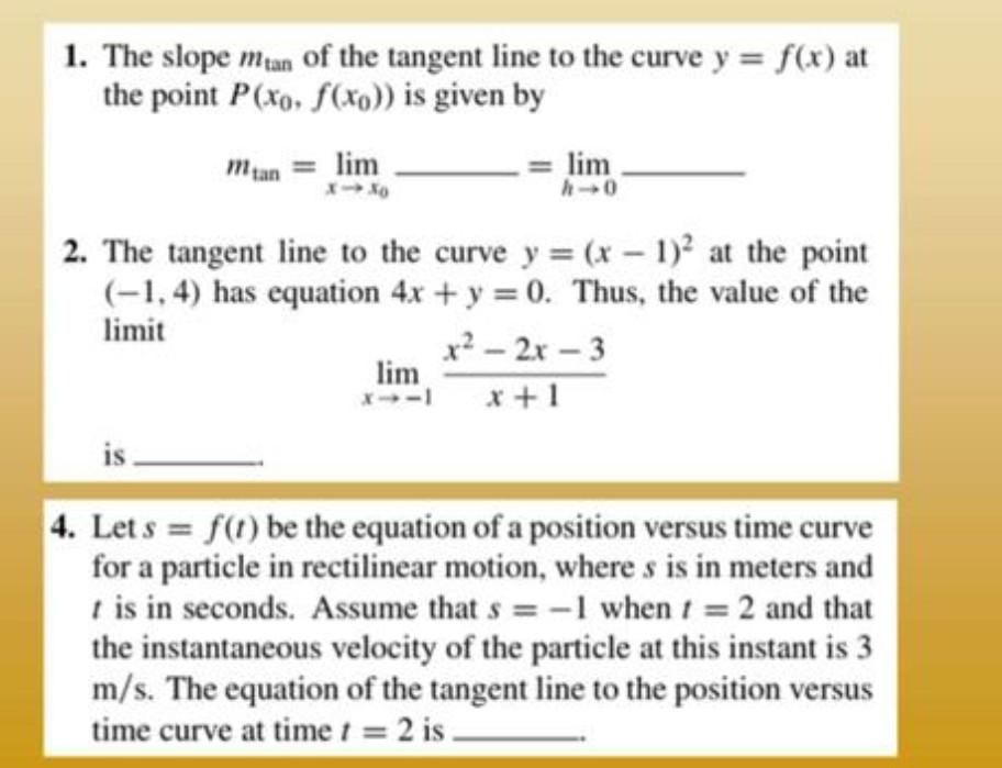 Solved 1. The slope mtan of the tangent line to the curve | Chegg.com