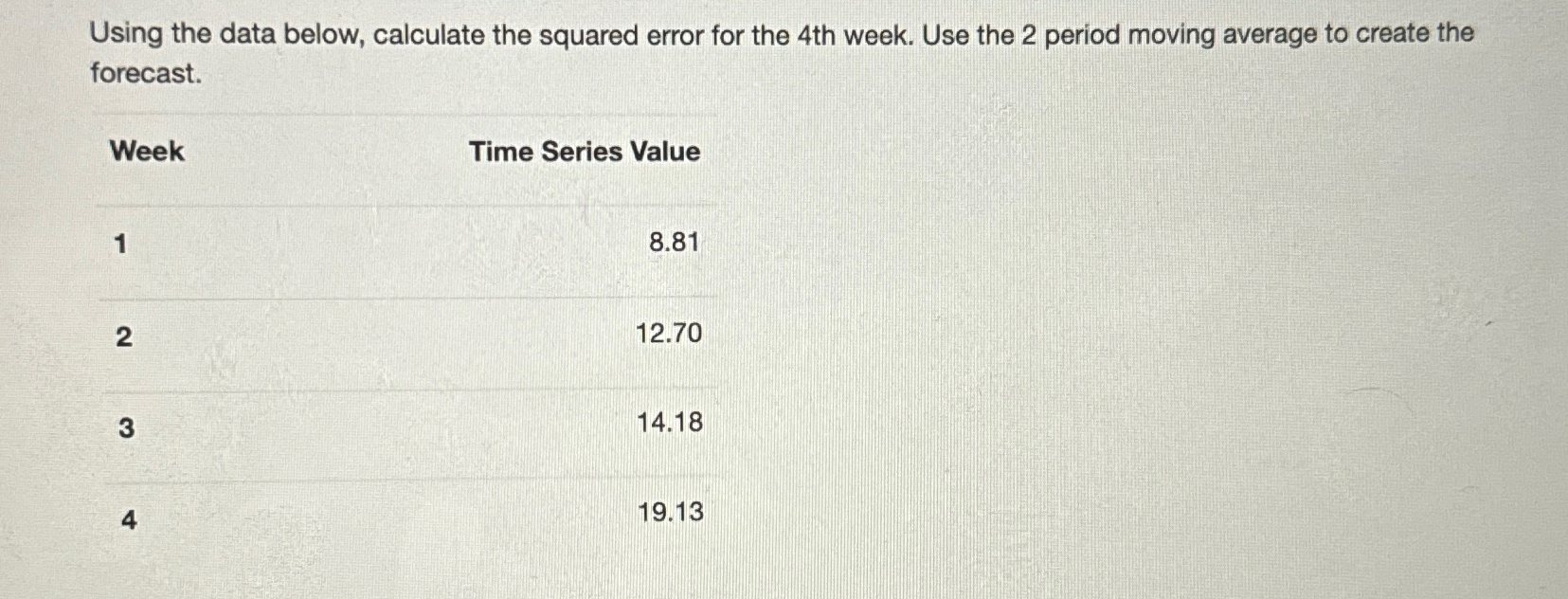 Solved Using the data below, calculate the squared error for | Chegg.com