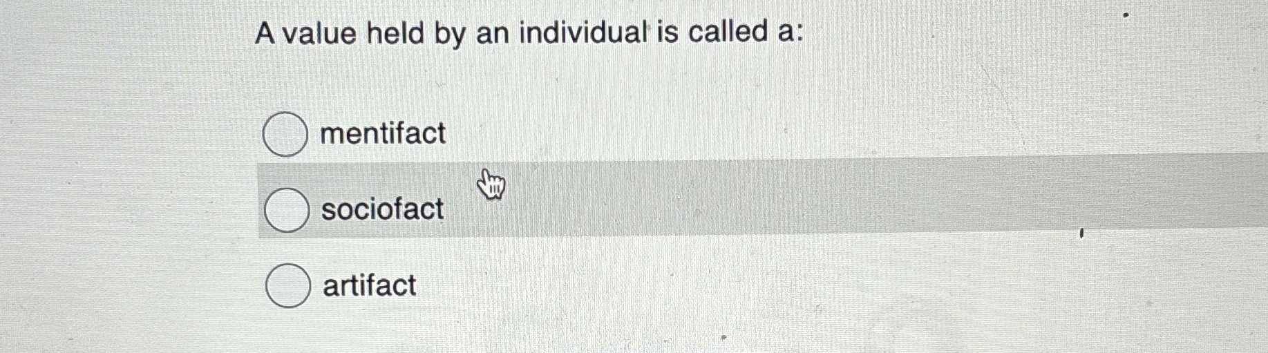 Solved A value held by an individuat is called | Chegg.com