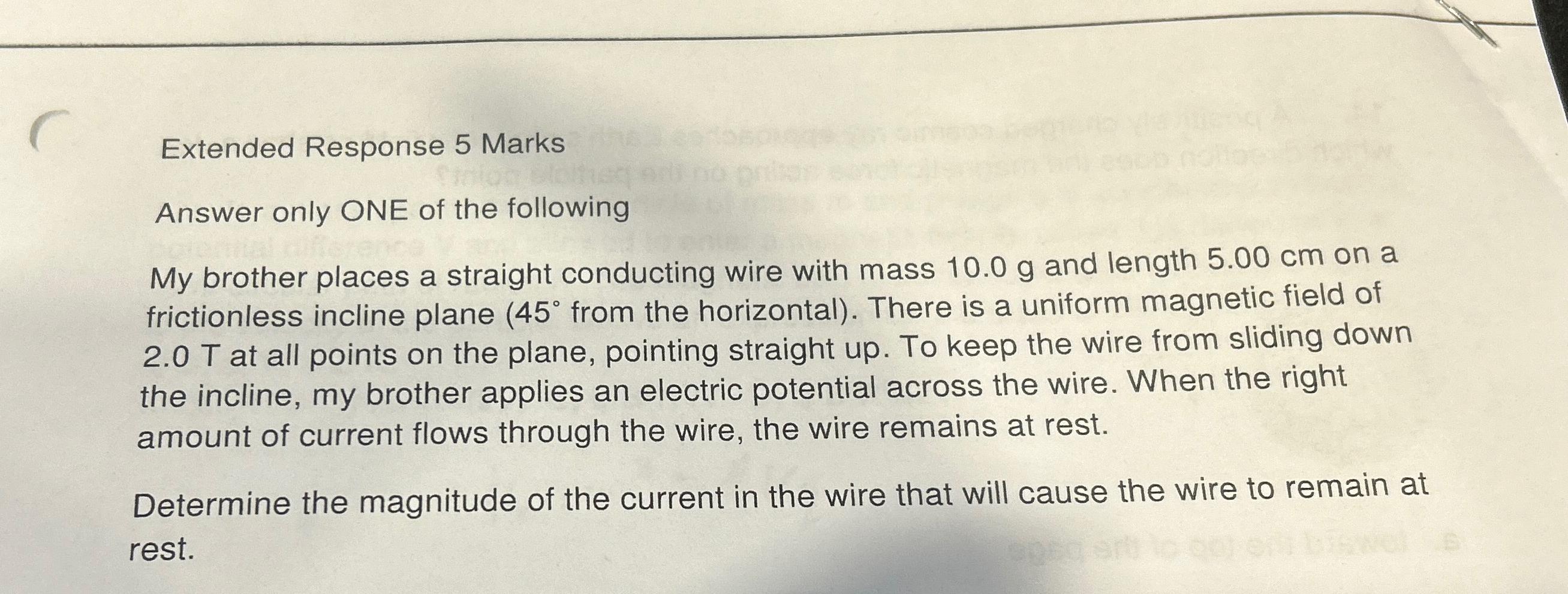 Solved Extended Response 5 ﻿MarksAnswer only ONE of the | Chegg.com