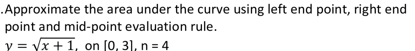 Solved Approximate the area under the curve using left end | Chegg.com