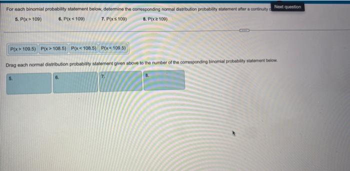 Solved Next question For each binomial probability statement | Chegg.com