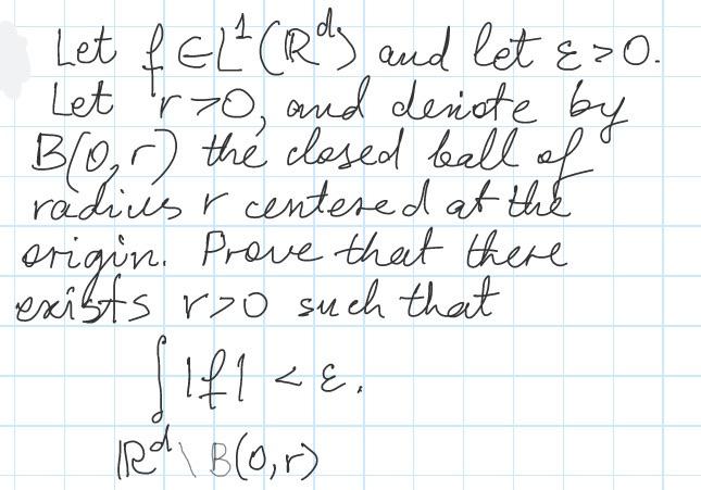 Solved Let f∈L1(Rd) and let ε>0. Let r>0, and dencte by | Chegg.com