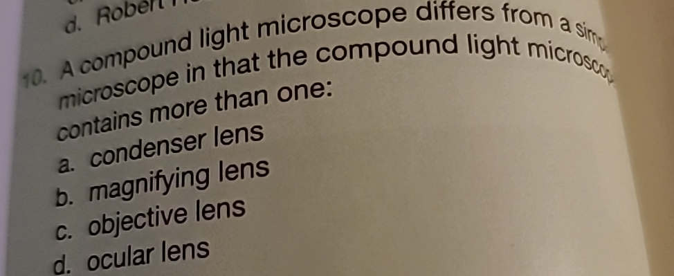 Solved A compound light microscope differs from a sime | Chegg.com