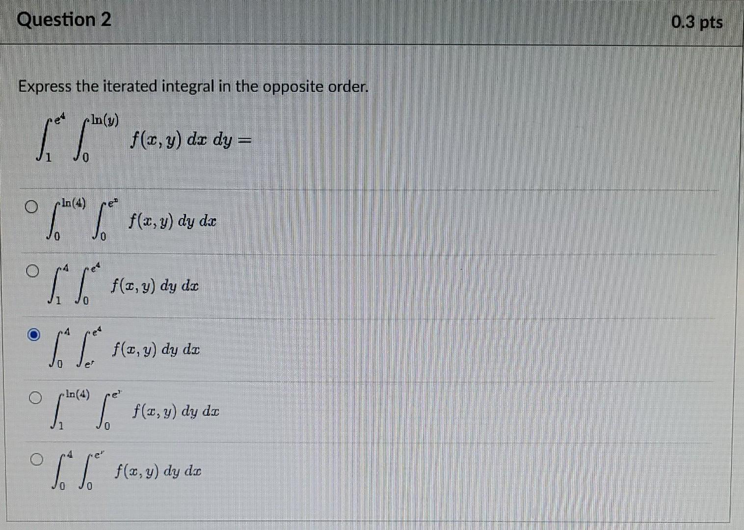 Solved Express the iterated integral in the opposite order. | Chegg.com