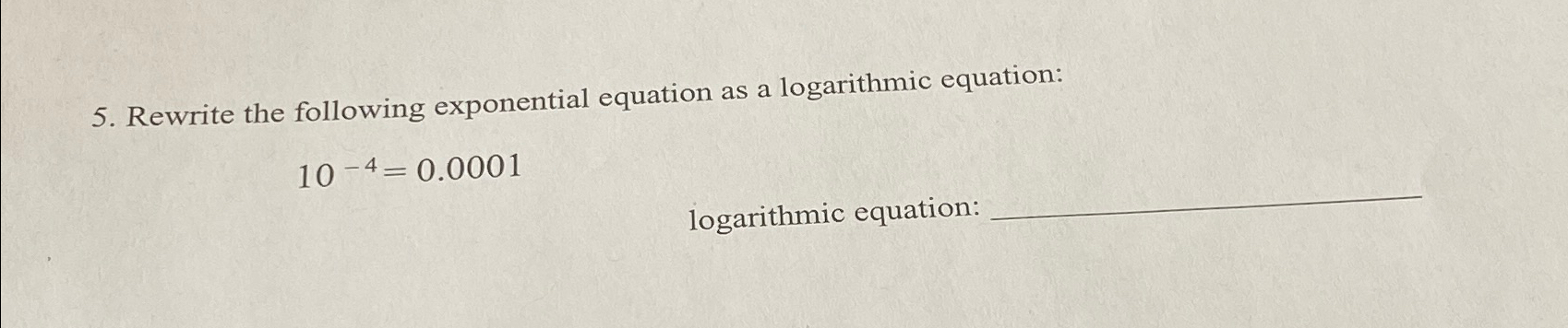 Solved Rewrite the following exponential equation as a | Chegg.com